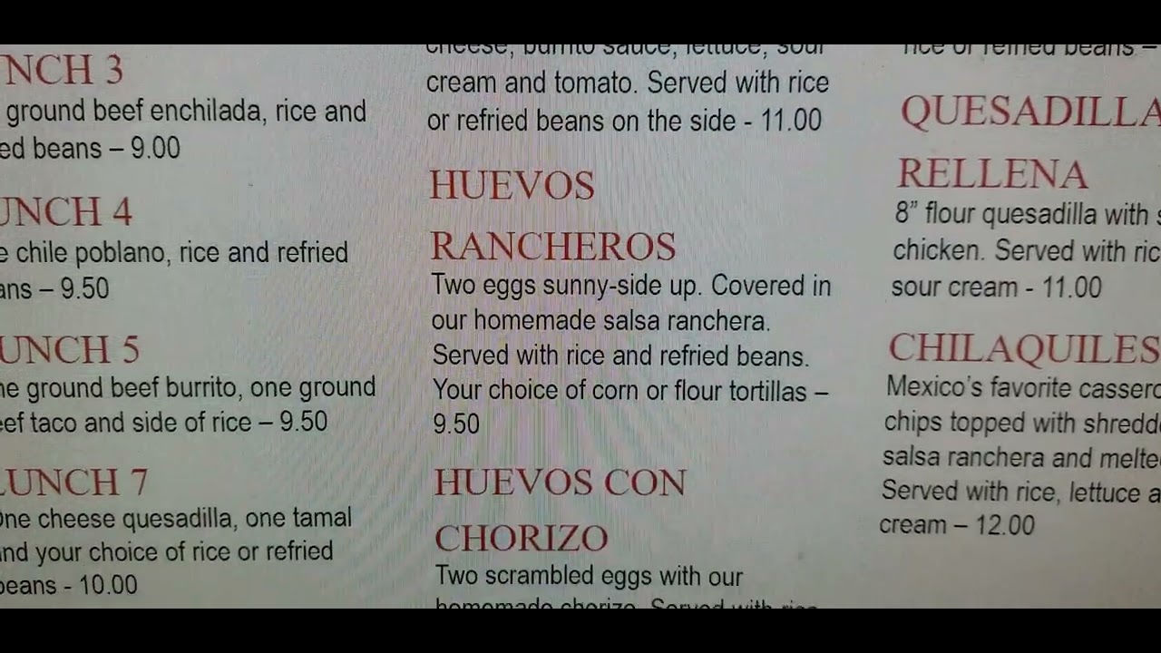 MEXICAN - MONTE ALBAN RESTAURANT MENU - LUNCH SPECIALS - YouTube