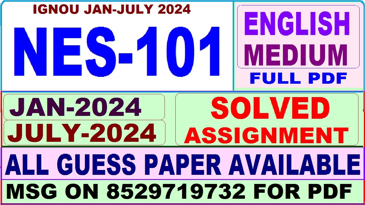 NES 101 solved assignment 2024 / nes 101 solved assignment Jan / july ...