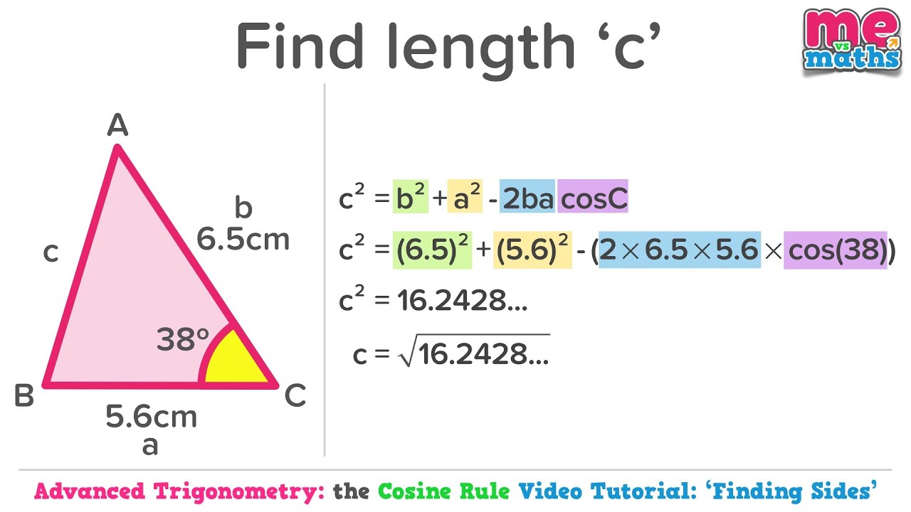 Using The Cosine Rule To Find Sides Advanced Trigonometry Tutorial