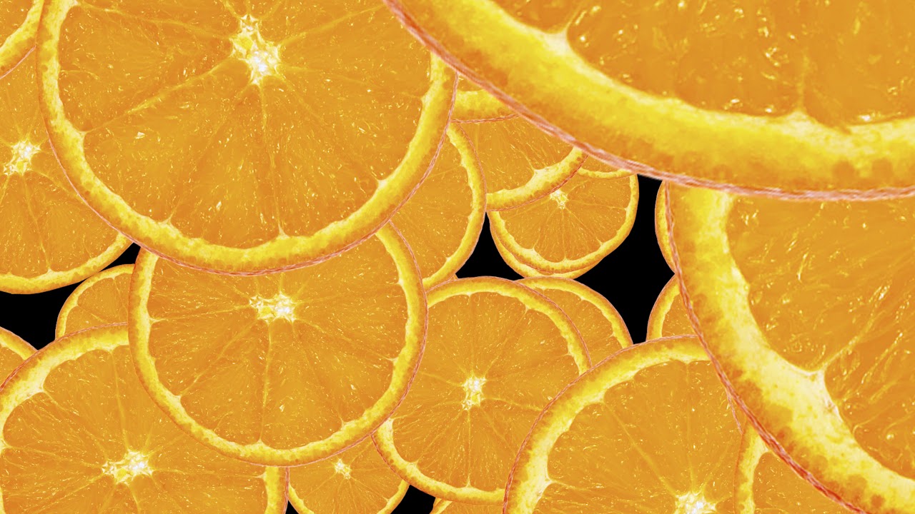 4k - HD - Oranges In 3d Space. Orange Slices Animation. No copyright ...
