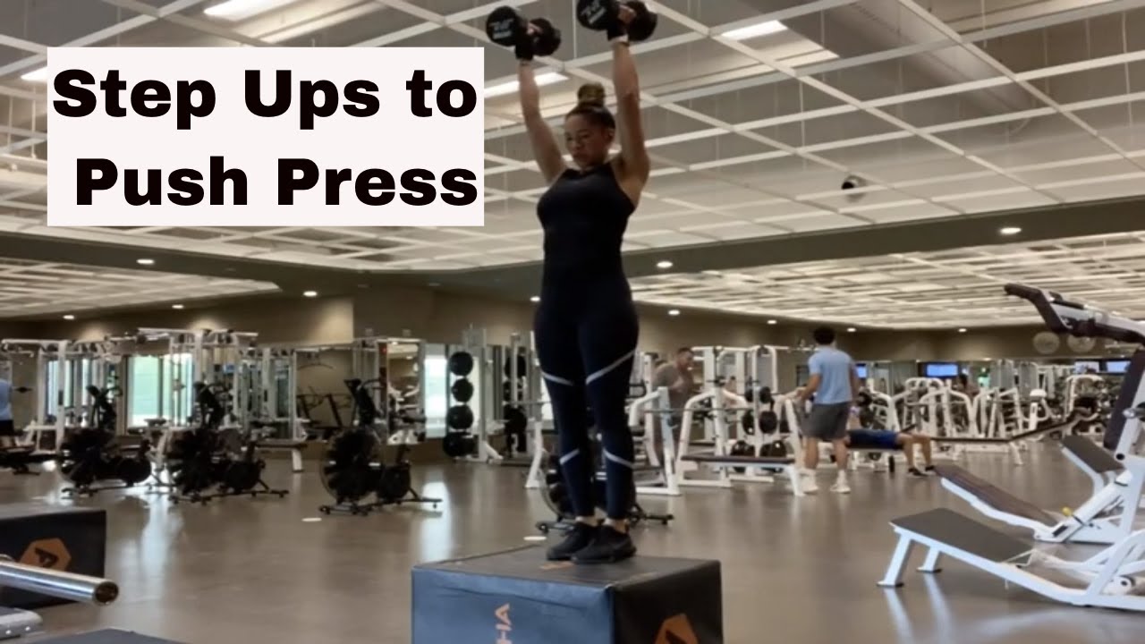 Dumbbell Step Up to Push Press - YouTube