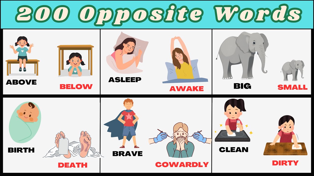"200 Opposite Words in English | Boost Your Vocabulary & English ...