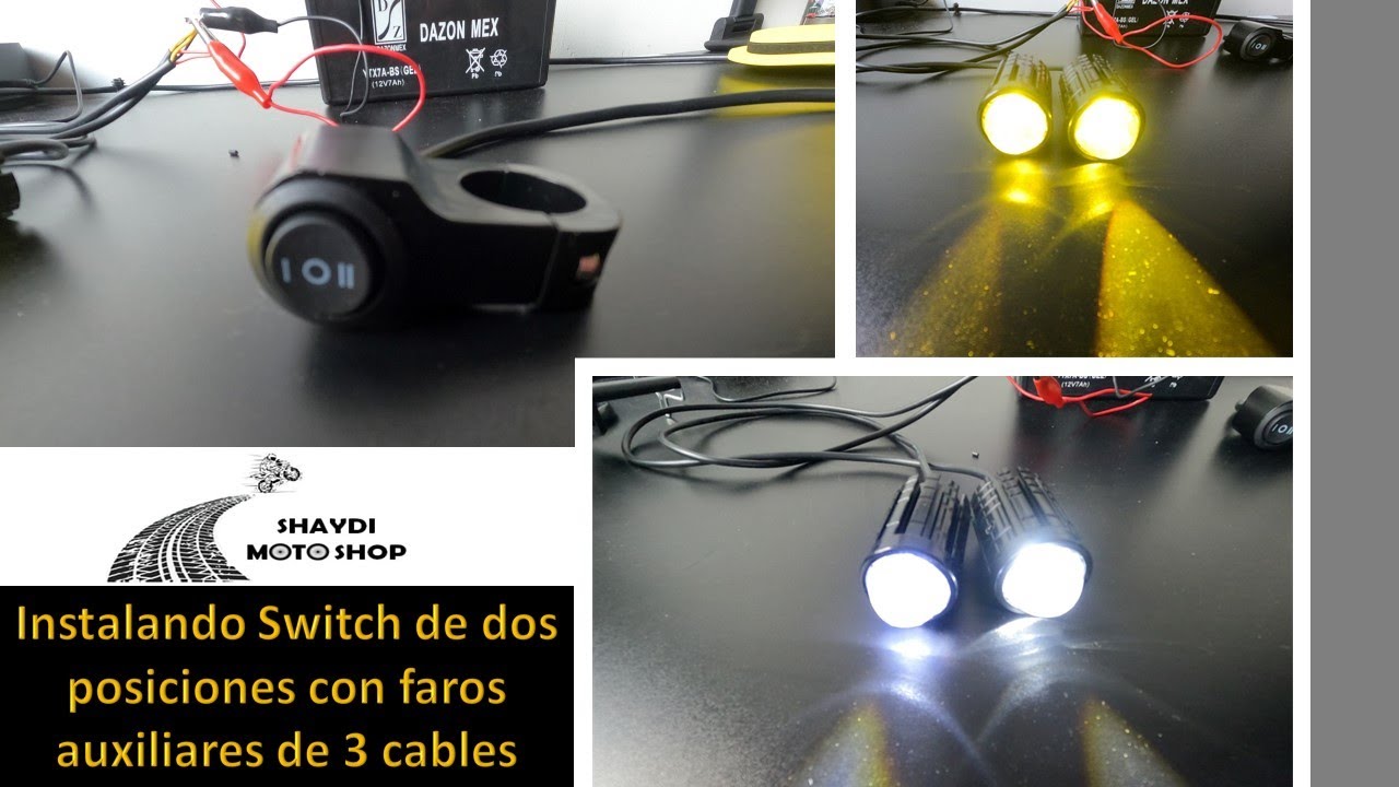 instalando faros auxiliares con switch de dos pasos - YouTube