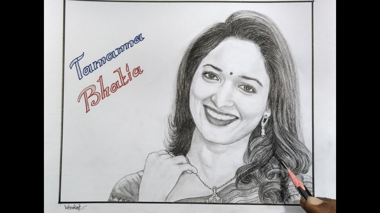 How to draw the image of Tamanna Bhatia//17th video of Chitram patam ...