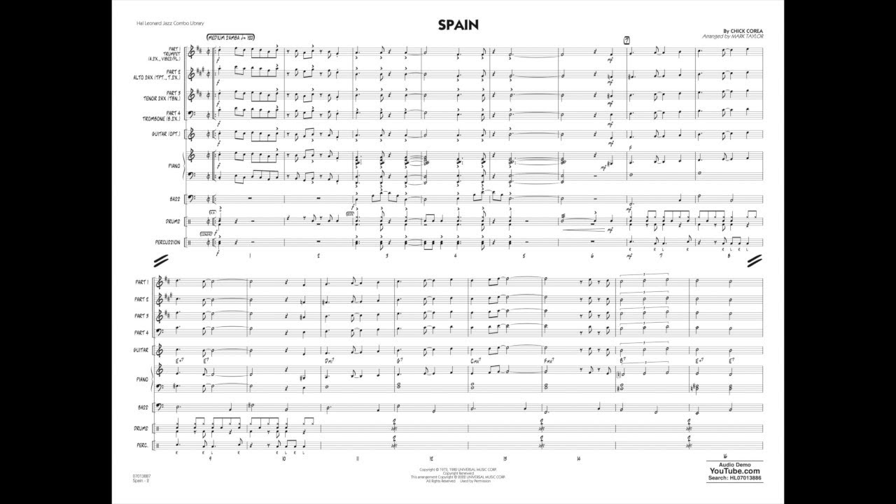 Spain by Chick Corea/arranged by Mark Taylor - YouTube