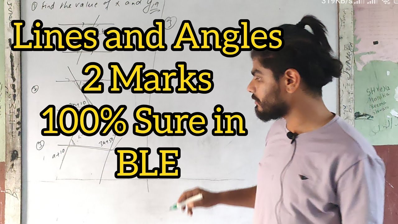 Lines And Angles ( class 8 ) 2 marks in BLE - YouTube