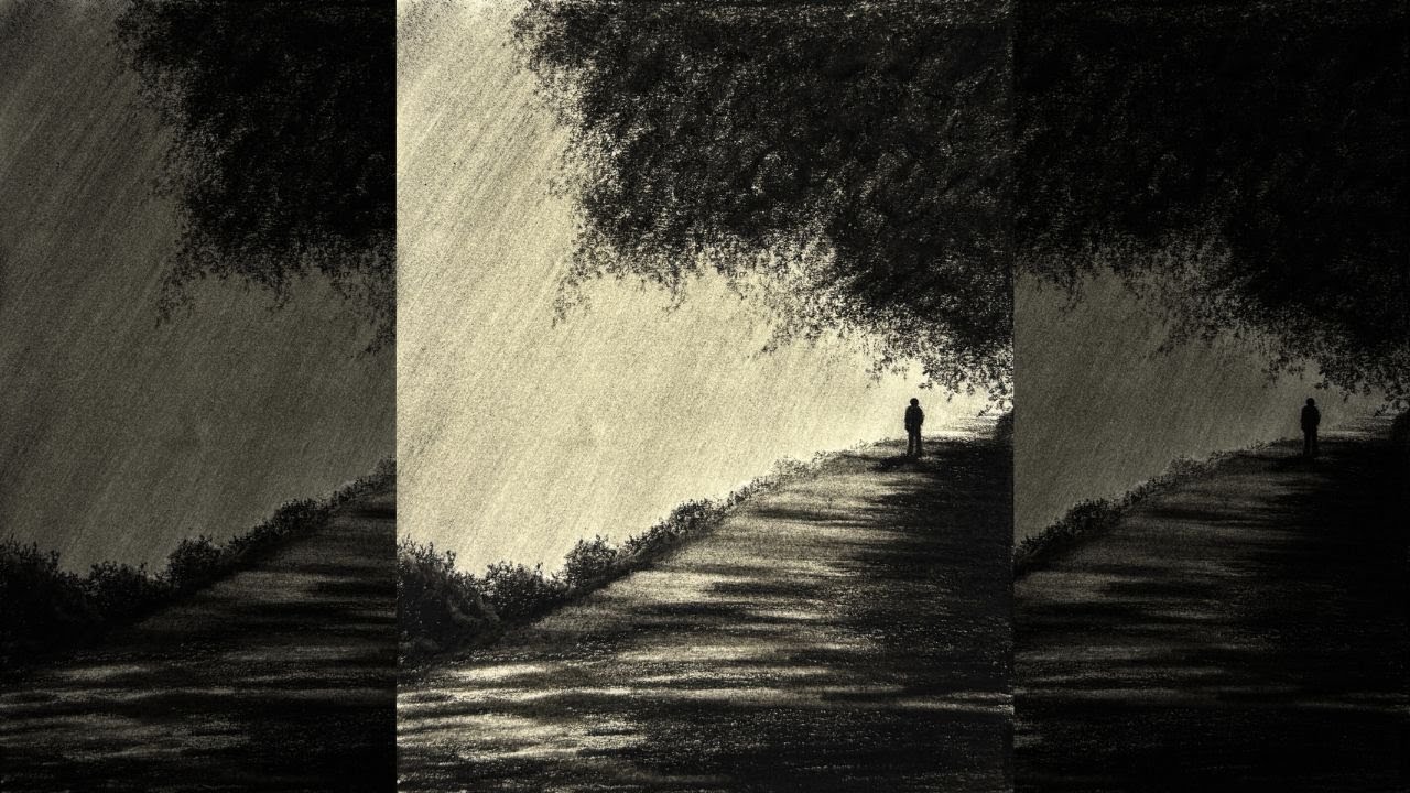 How to Draw a Moody Landscape with Charcoal | Step by Step for ...