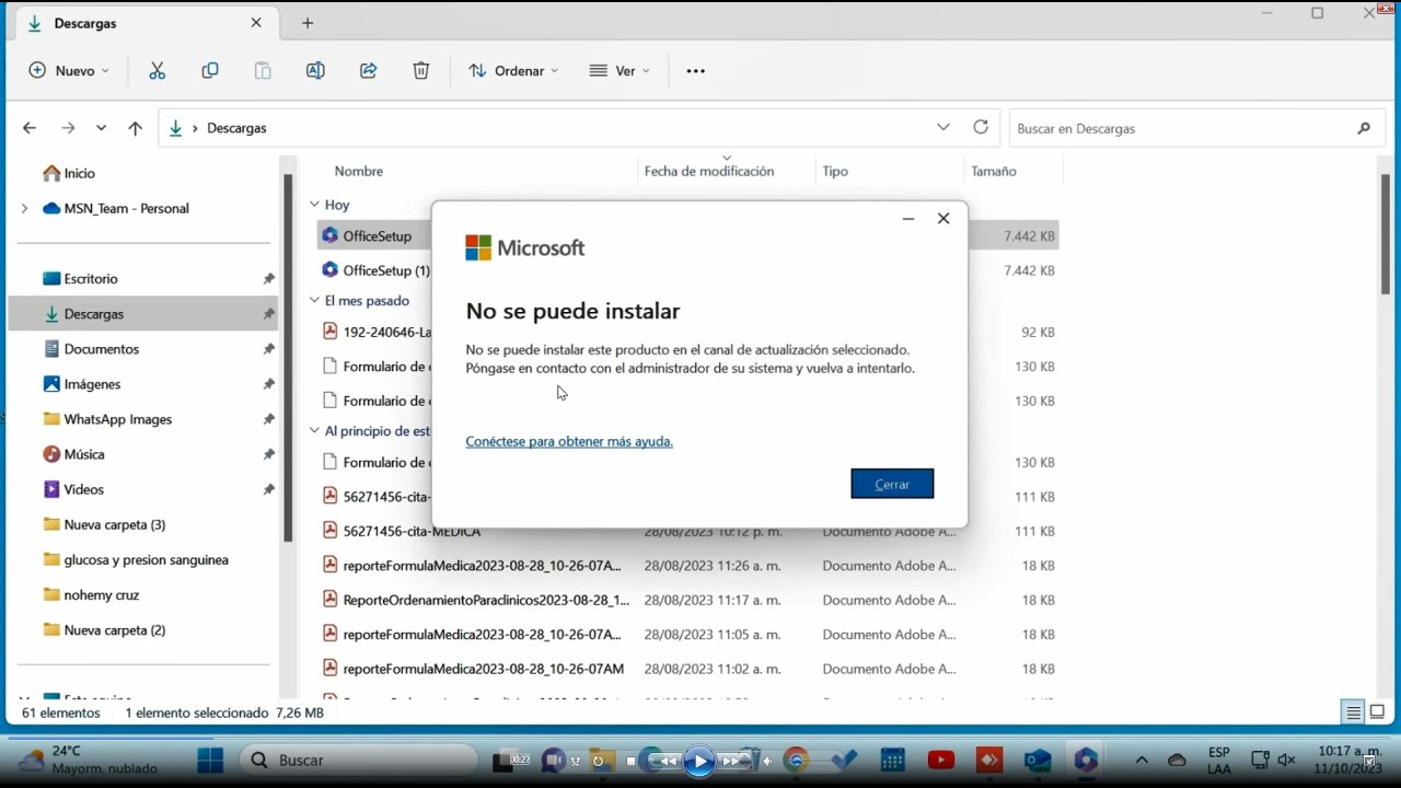 SOLUCION ERROR OFFICE NO SE PUEDE INSTALAR ESTE PRODUCTO EN EL CANAL DE ...