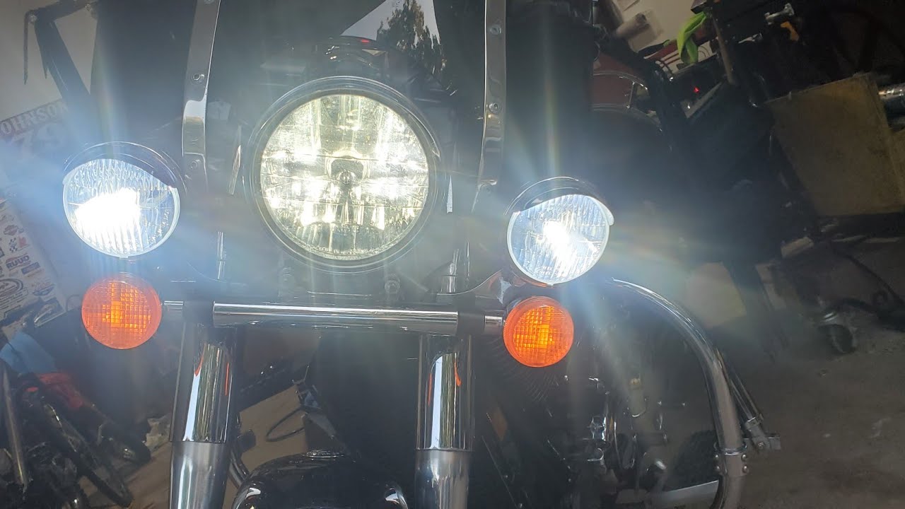 L E D Headlight upgrade on a Honda Shadow - YouTube