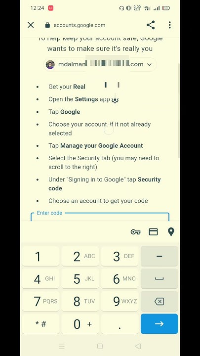 How to Get Google Account Securtiy Code | google security Verification ...