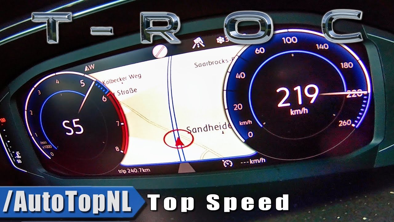 VW T ROC 2.0 TSI 4Motion 190HP ACCELERATION 0-219km/h TOP SPEED by ...