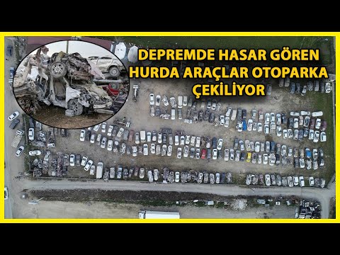 Deprem Sonrası Üst Üste Konulan Hurda Araçlar, Havadan Görüntülendi