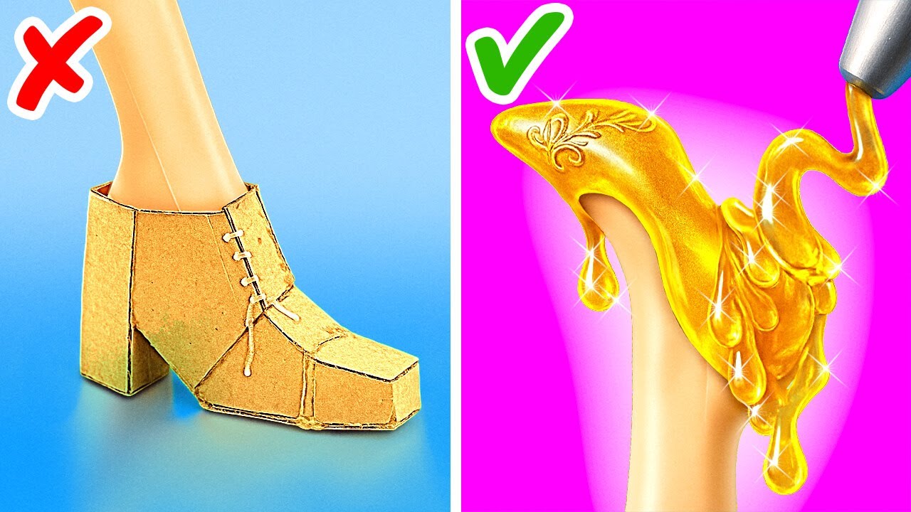 Fancy Barbie Shoes From Poo 💩 *Doll Makeover For Wednesday Birthday ...