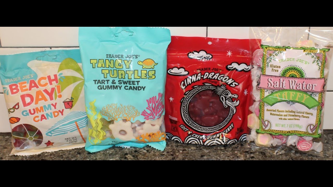 Trader Joe’s: Beach Day Gummy Candy, Tangy Turtles Gummy Candy, Cinna-Dragons, Salt Water Taffy ...