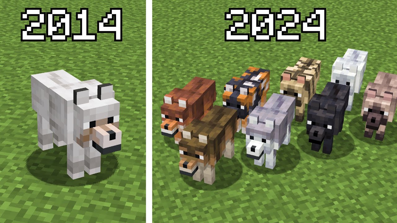 2014 vs 2024 (minecraft wolf) - YouTube