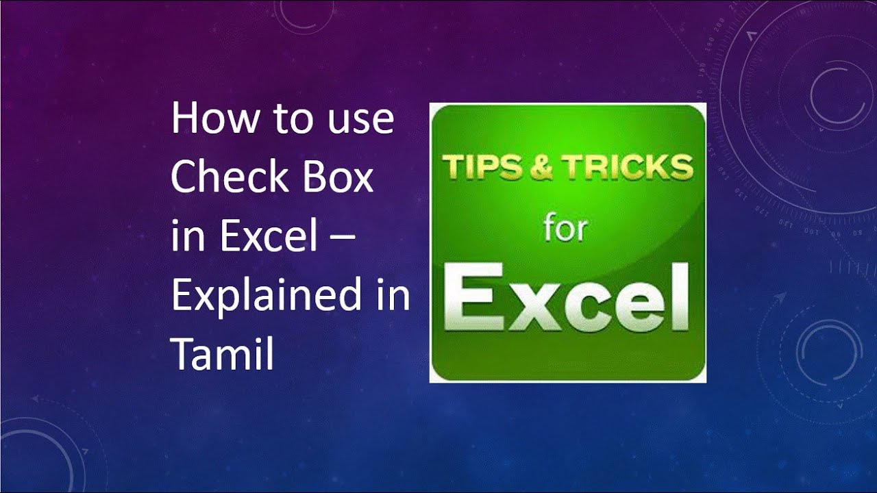 CheckBox usage in Excel explained in Tamil - YouTube