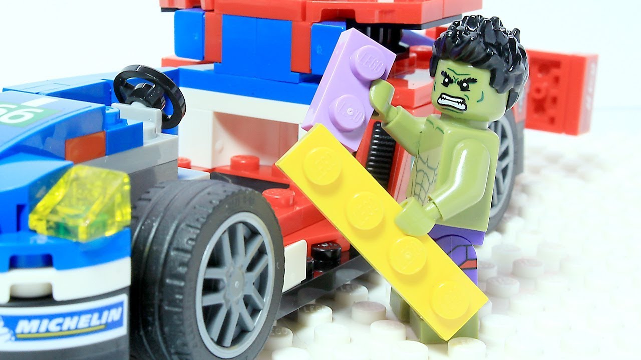 Lego HULK Sports Car Brick Building Superhero Stop Motion - YouTube