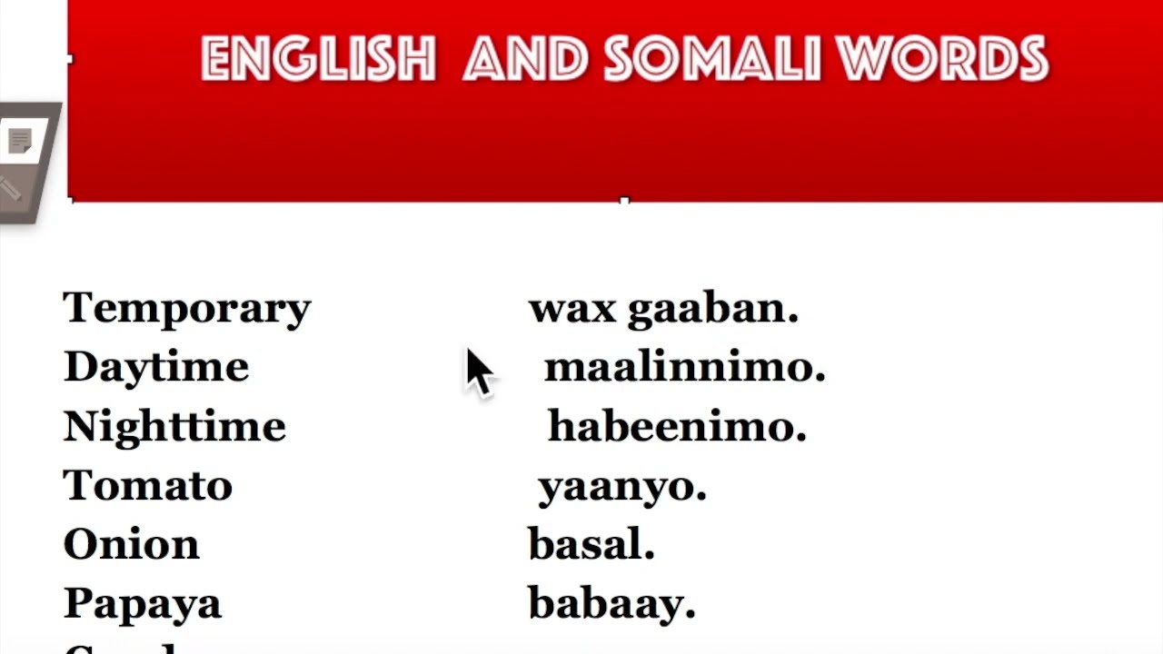ENGLIAH AND SOMALI WORDS - YouTube