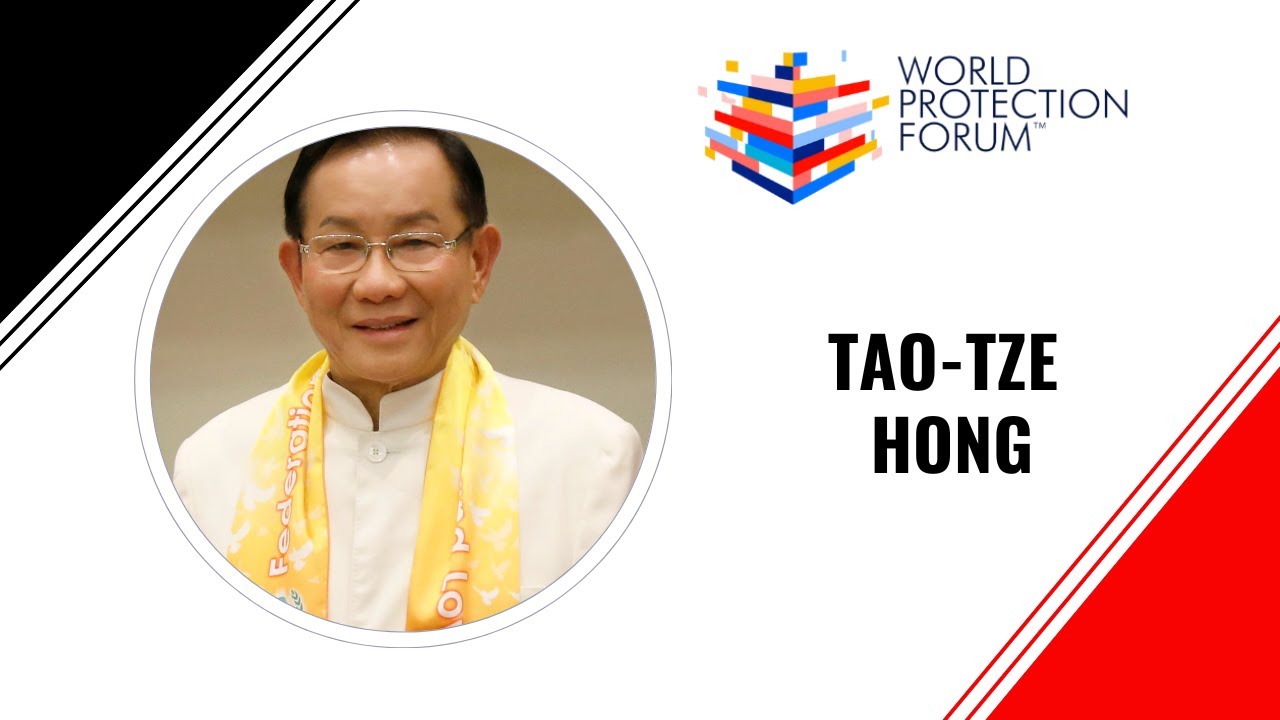 Tao-Tze Hong on the stage of the 6th World Protection Forum Annual ...