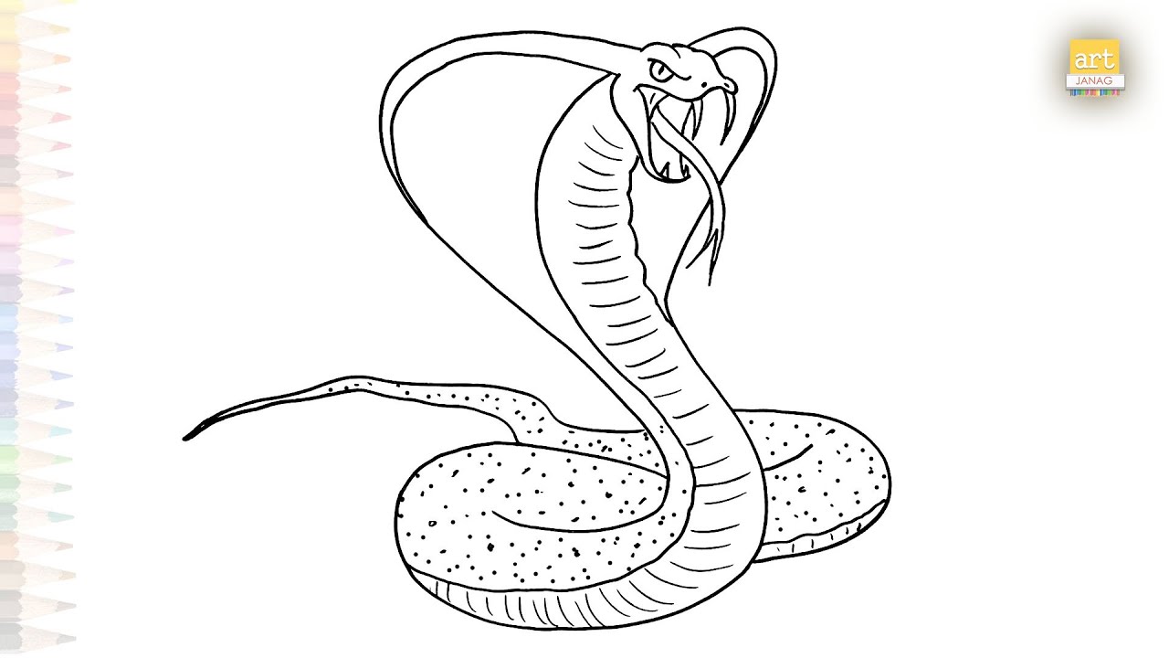 Cobra drawings easy | Snake drawing tutorial | How to draw A Cobra ...