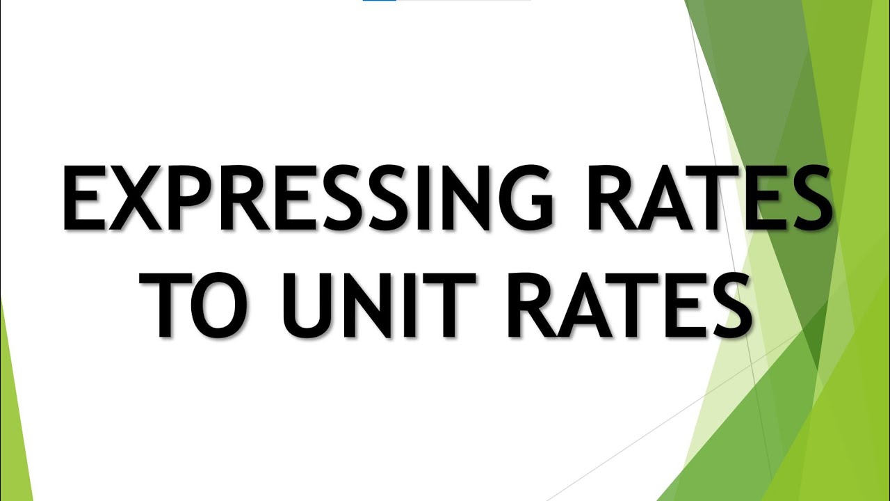 GRADE 7-Q1-WEEK 6 EXPRESSING RATES TO UNIT RATES - YouTube