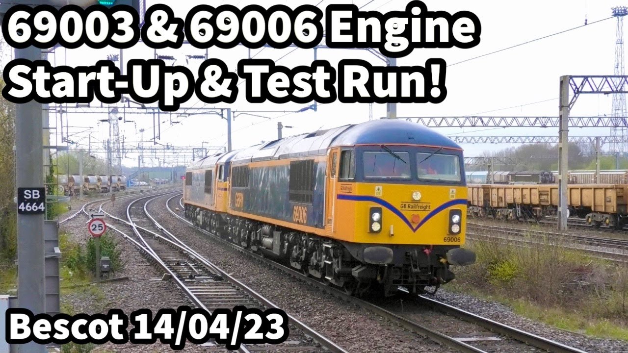 69003 & 69006 Engine Start-Up & Test Run at Bescot 14/04/23 - Plus ...