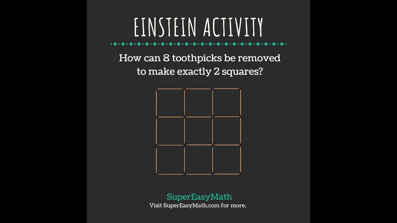 How can 8 toothpicks be removed to make exactly 2 squares? - YouTube