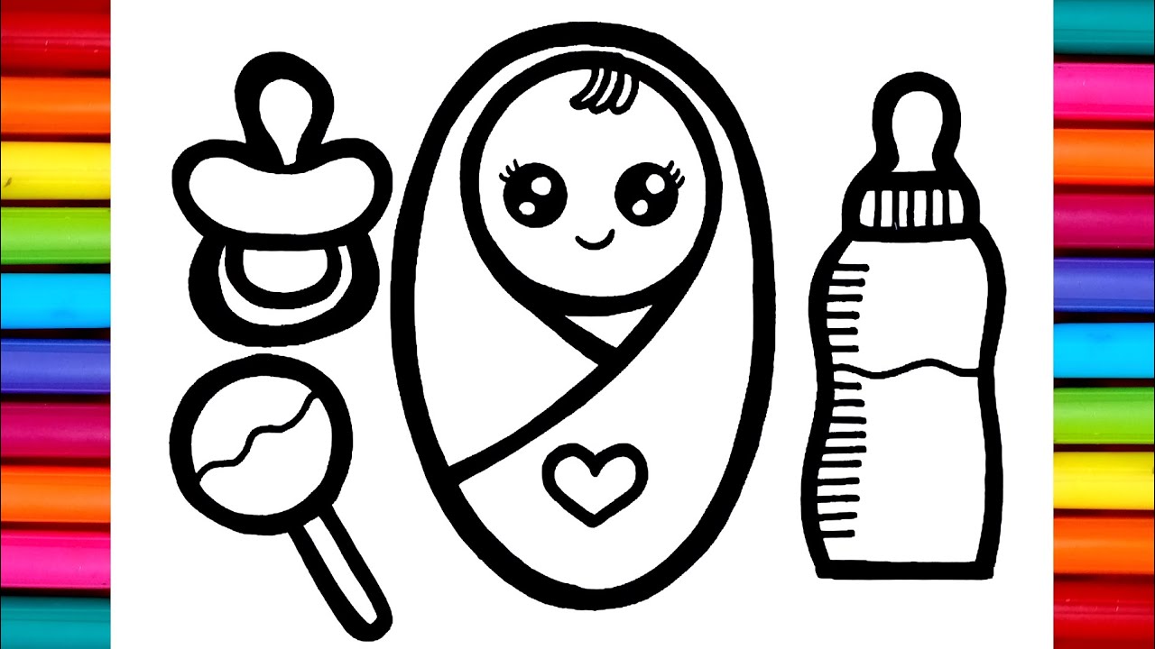 Baby Drawing | How to Draw Cute Baby & Milk Bottle 👶🍼 - YouTube
