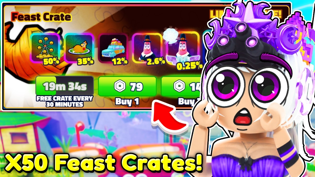 I Opened X50 Of New FEAST CRATES For SECRETS In Roblox Spongebob Tower ...