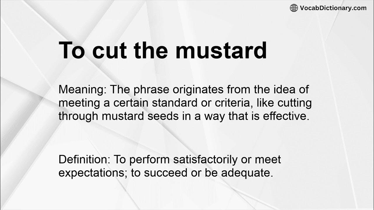 To cut the mustard Meaning - YouTube