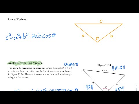 13. Calc III Section 11.3 Angles Between Two Vectors - YouTube