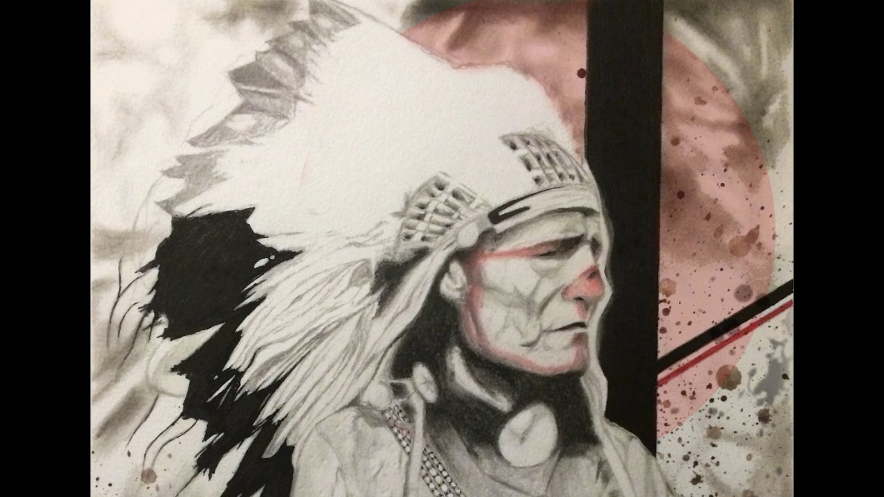 Indian Portrait Drawing~graphite, pen, acrylic, pastel, charcoal - YouTube