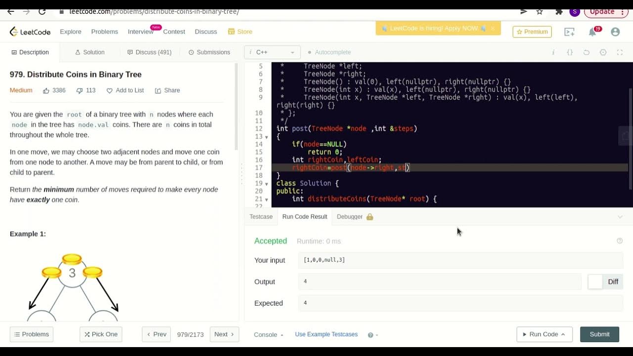 979. Distribute Coins in Binary Tree - YouTube