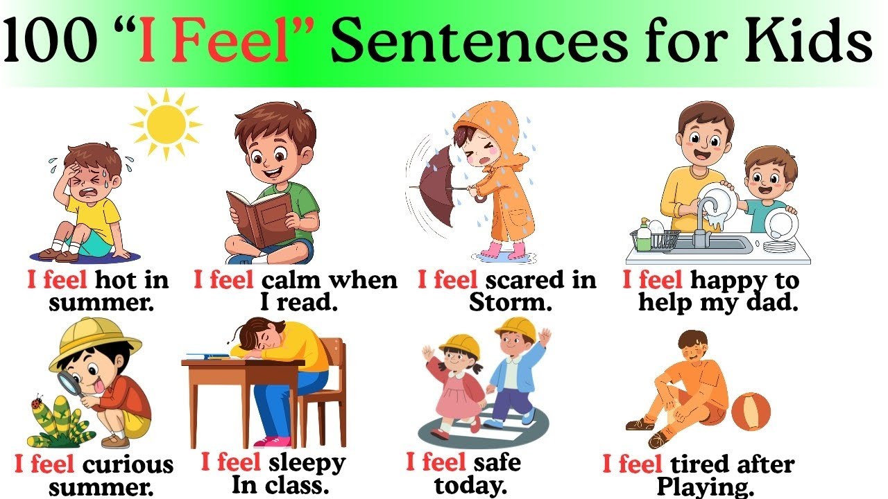 100 “I Feel” Sentences in English for Kids | Easy spoken English - YouTube