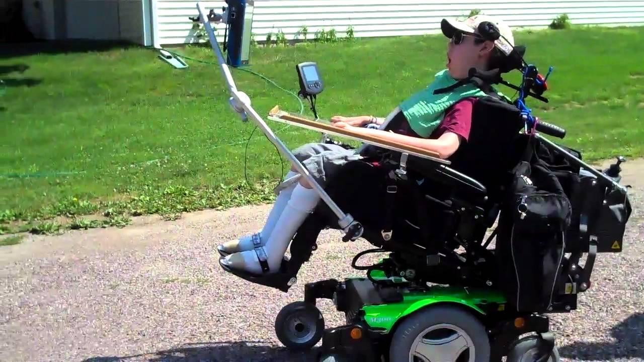 Casey driving his power chair for the first time! (except for when he ...