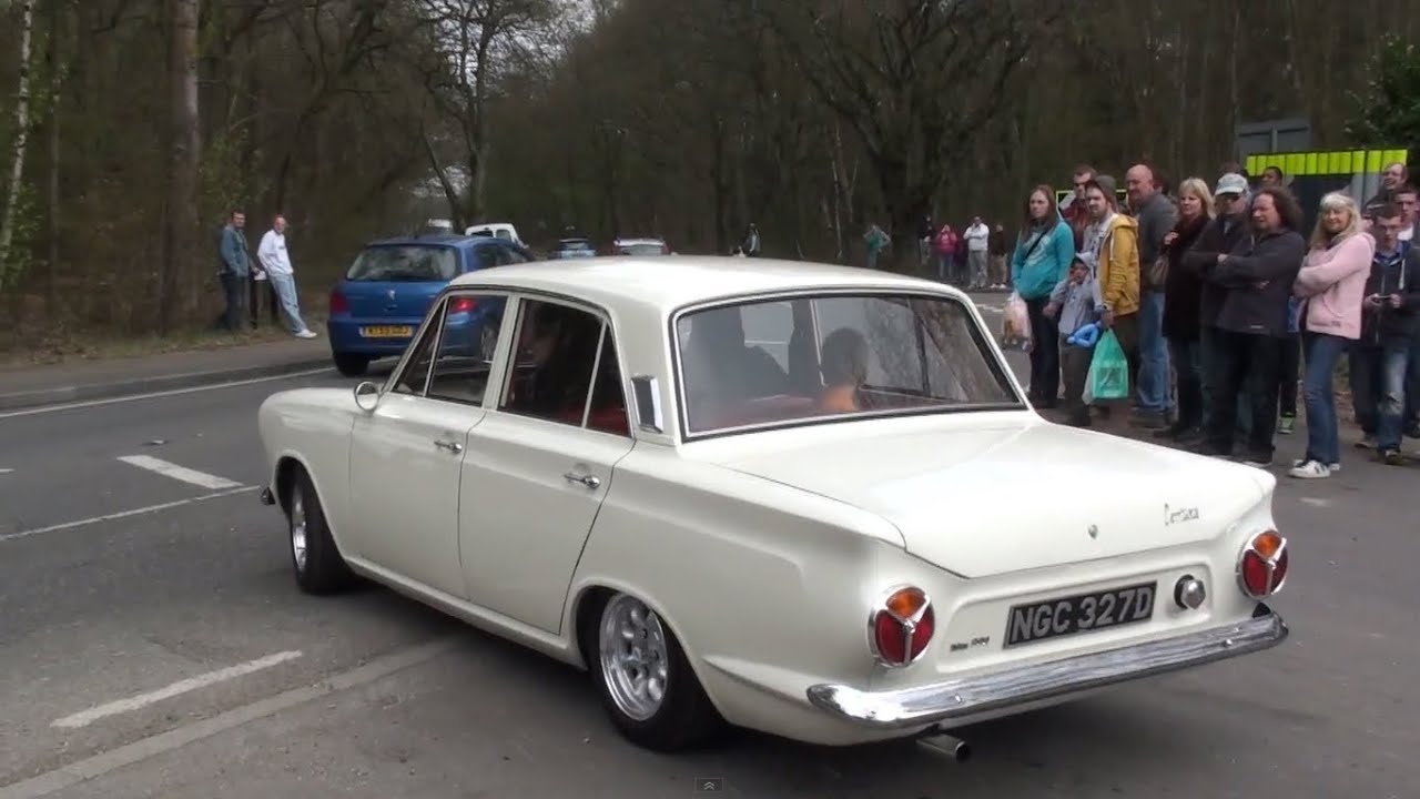 2 Ford Mk1 Cortinas Leaving Wheels Day 2012 - YouTube