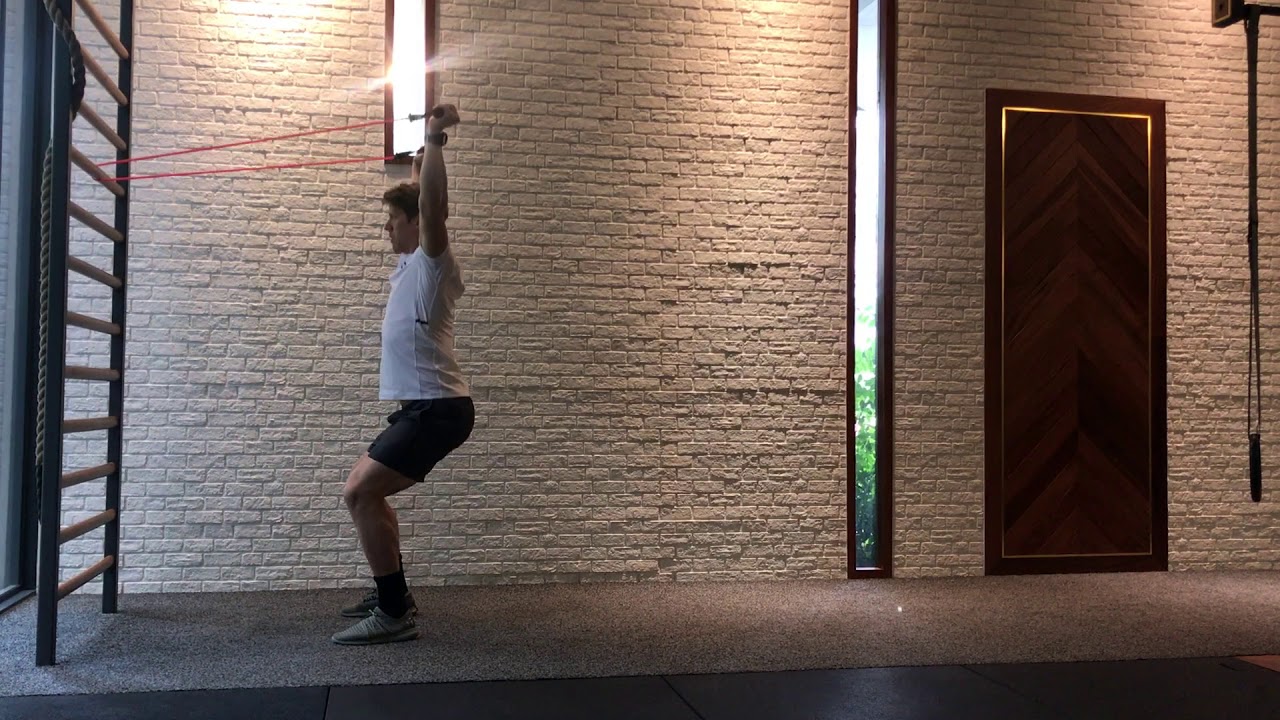 Overhead squat with forward lean | Resistance band - YouTube