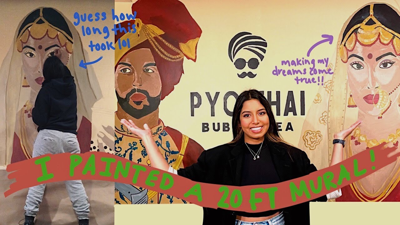 I PAINTED A MURAL IN A BOBA SHOP! the process, art, & desi inspired ...