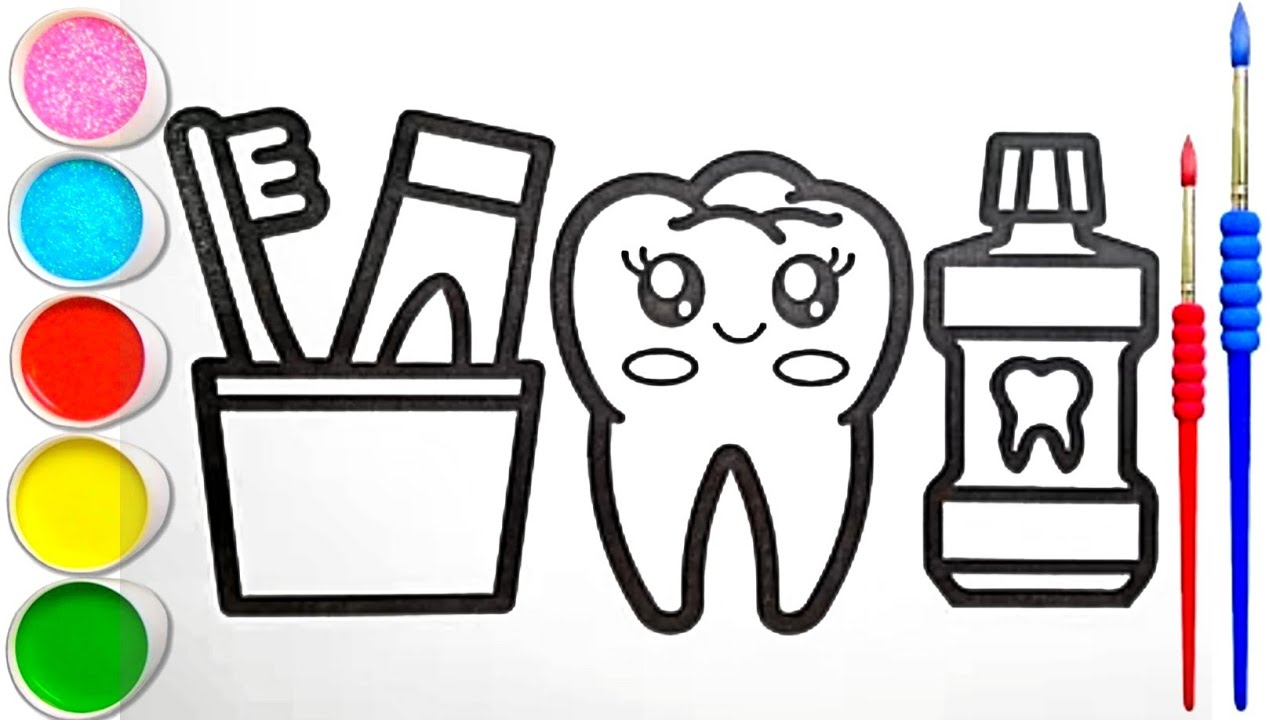 How to draw Toothbrush 🪥 and Toothpaste drawing for kids and toddlers ...