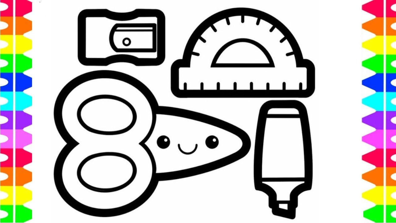 School Stationary items Drawing, Painting and coloring for kids ...