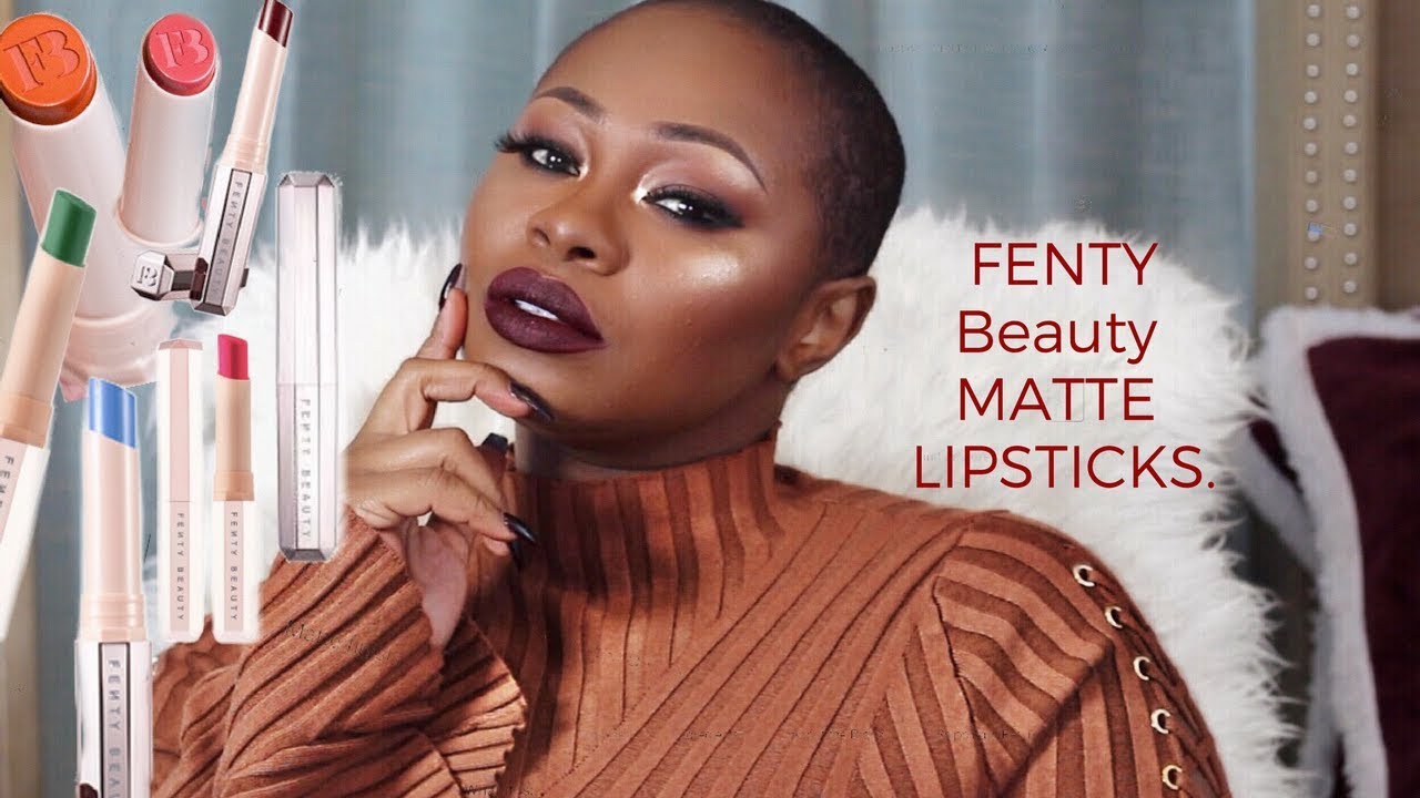 FIRST IMPRESSION, REVIEW & TEST WEAR OF THE FENTY MATT LIPSTICKS! - YouTube
