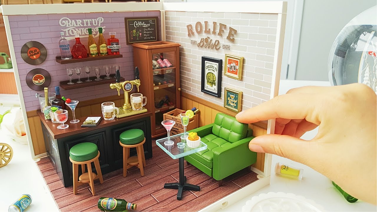 Unboxing Rolife Super Cool Toy Bar Set - Robotime DIY Miniature ...