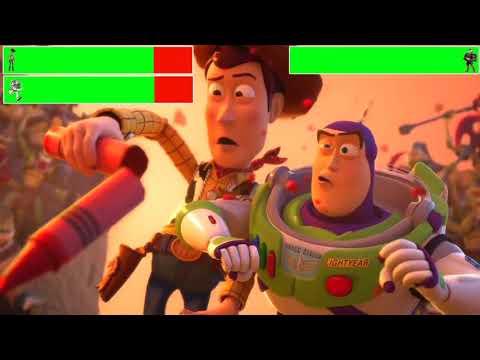 Woody & Buzz vs. Reptillus Maximus with healthbars (Christmas Eve Special)