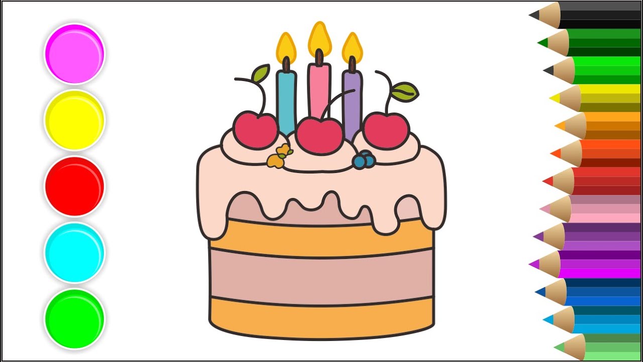 how to draw delicious cake , belajar menggambar dan mewarnai kue yang ...