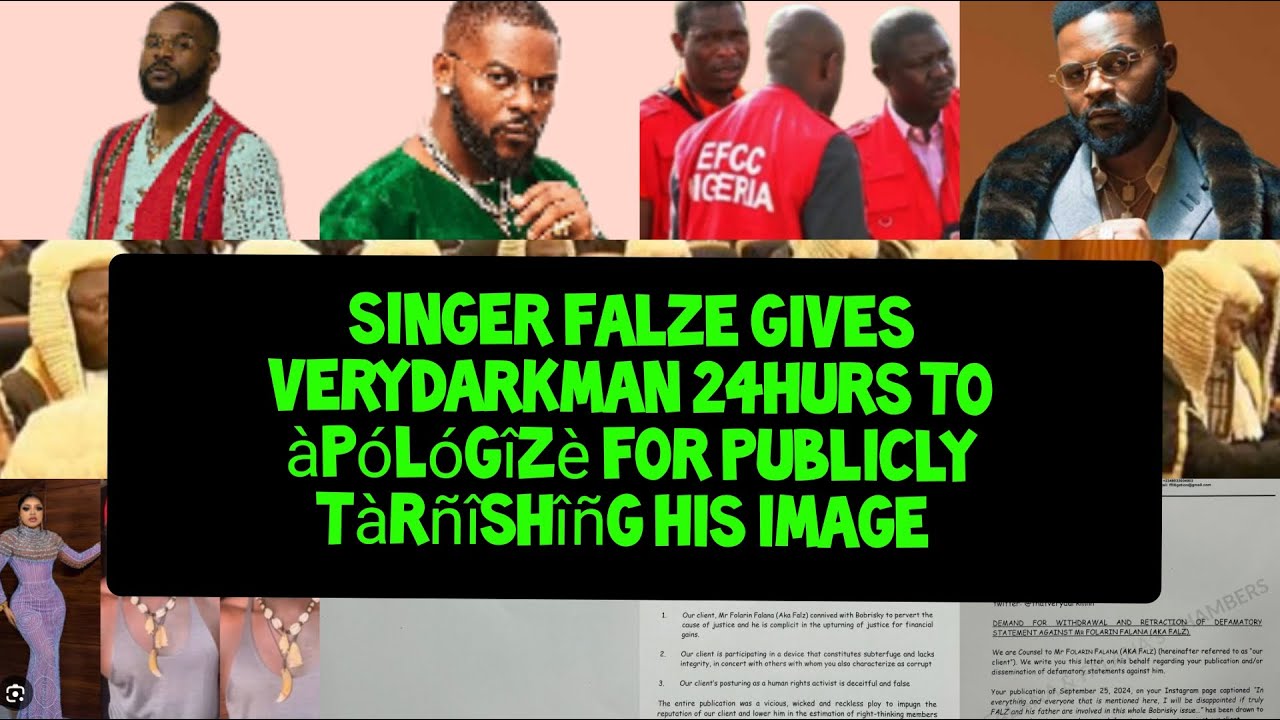 Singer falze gives verydarkman 24hurs to àpólógîzè - YouTube