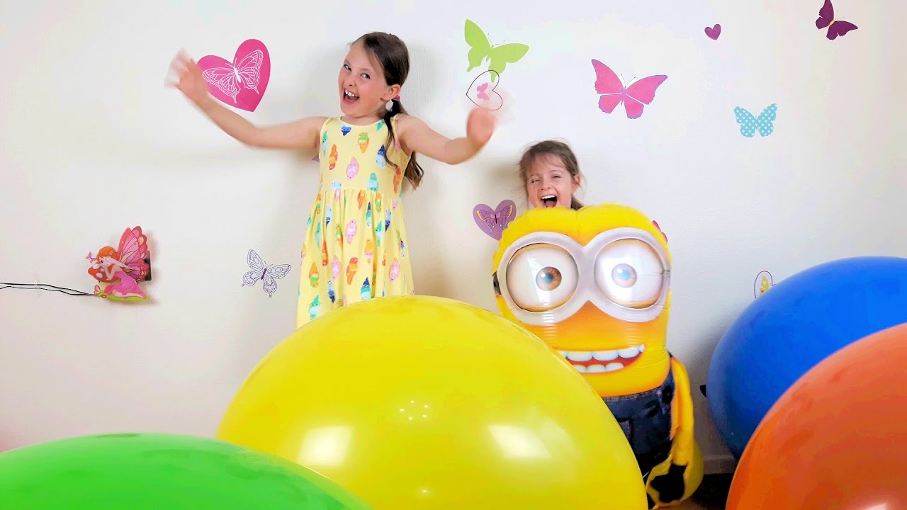 Playing with a Giant Minion and balloons - YouTube