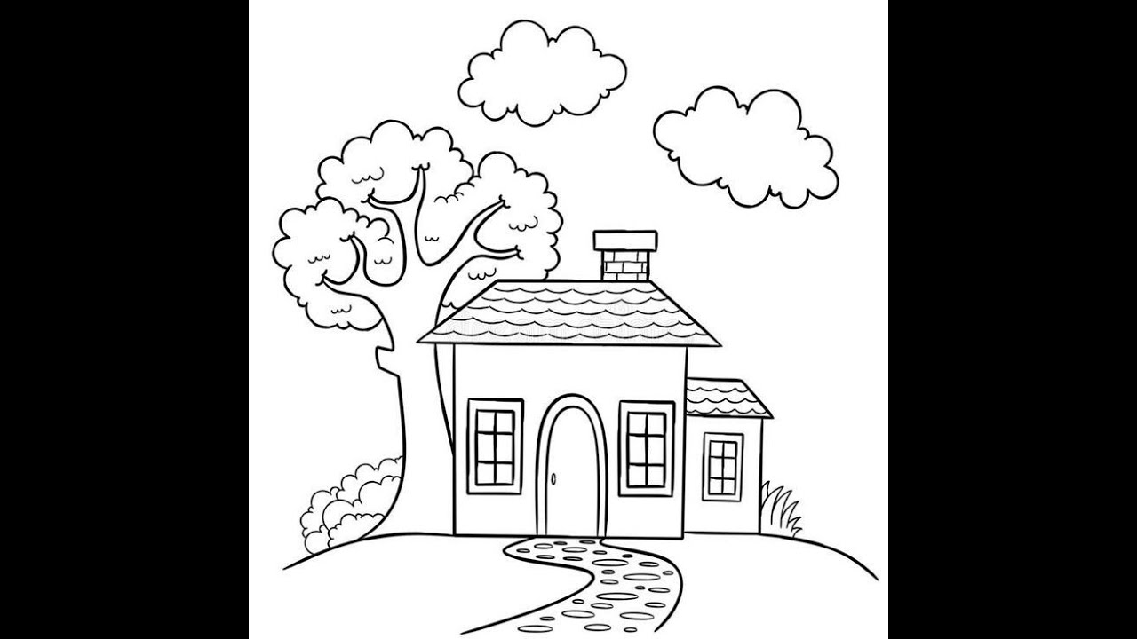 How to draw a beautiful house , easy step drawing and colouring ...