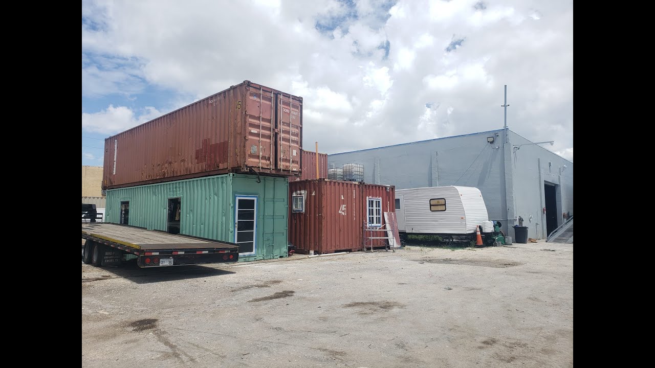 Shipping containers in different stages of construction - YouTube