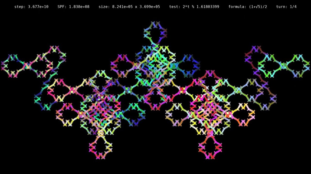 42 fractal curves made from irrational rotate condition (using SDL2 ...