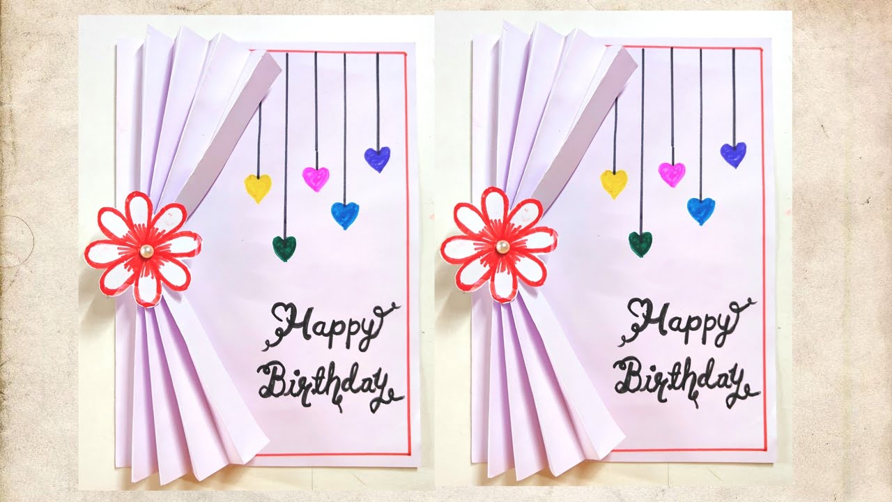 DIY Beautiful White Paper Birthday Card/how to make Easy birthday card ...